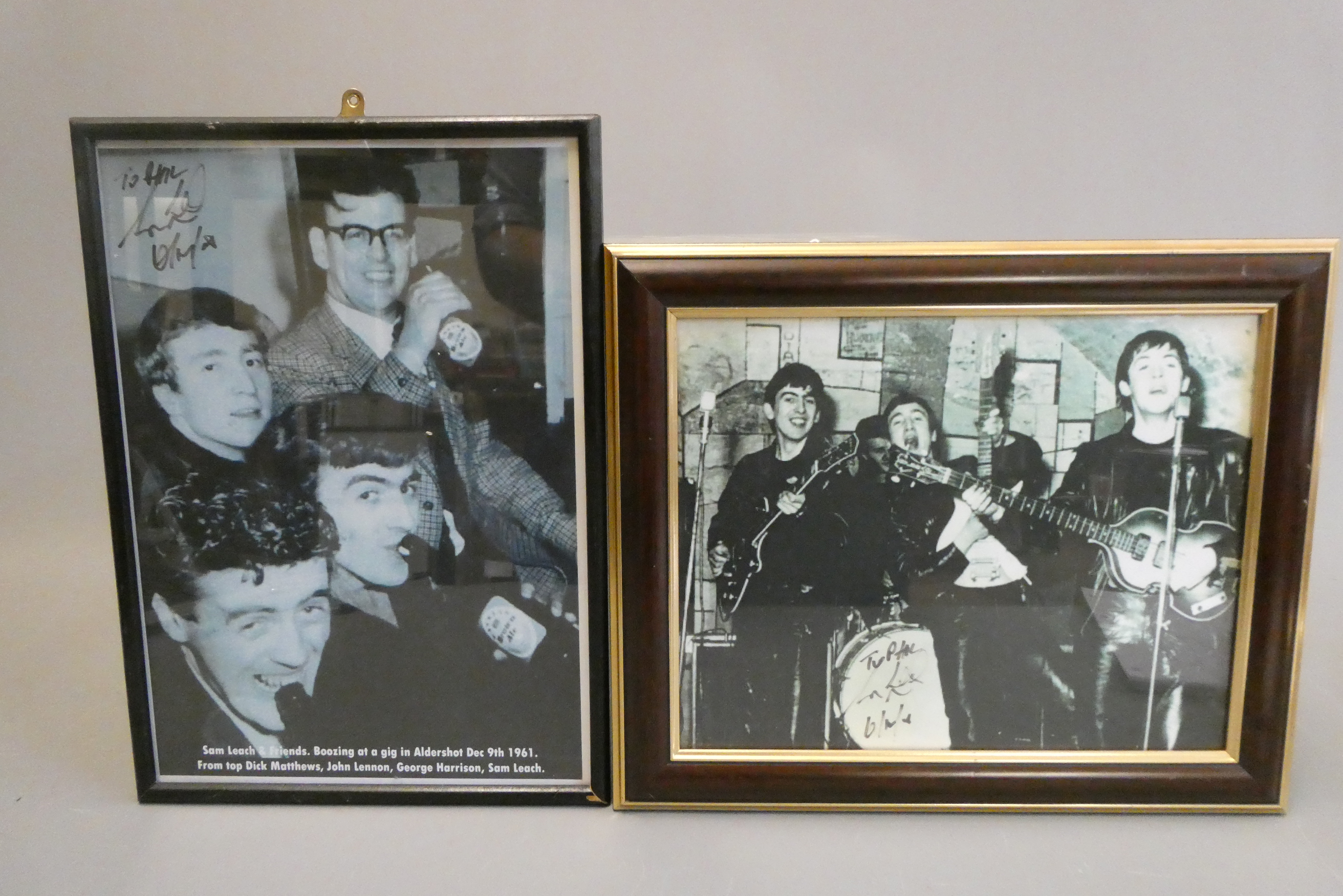 Two photographs signed by sam leach, photographed with members of the ...