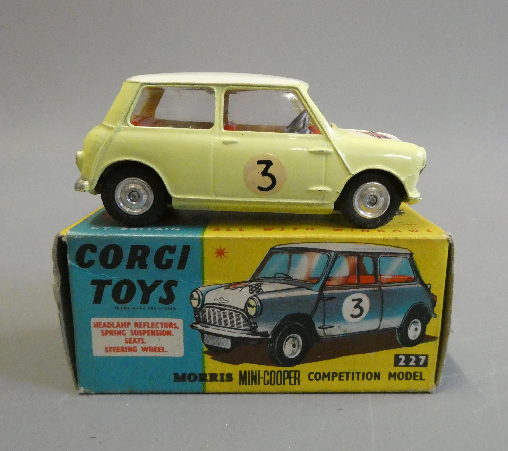 Corgi 227 morris mini cooper competition model in pale green, no.3 to ...