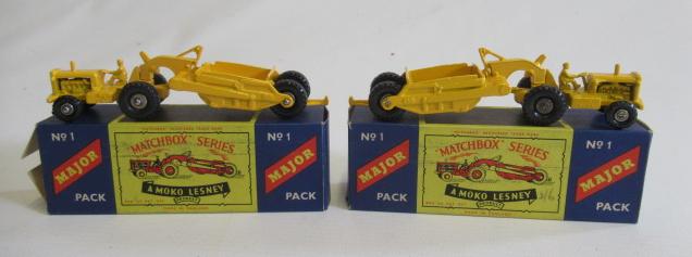 Matchbox major pack 1 caterpillar earth scraper, one box end flap ...