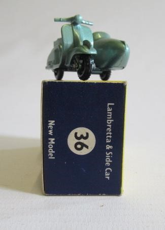 Matchbox 36b lambretta and side car, first type box m, model m (est ...