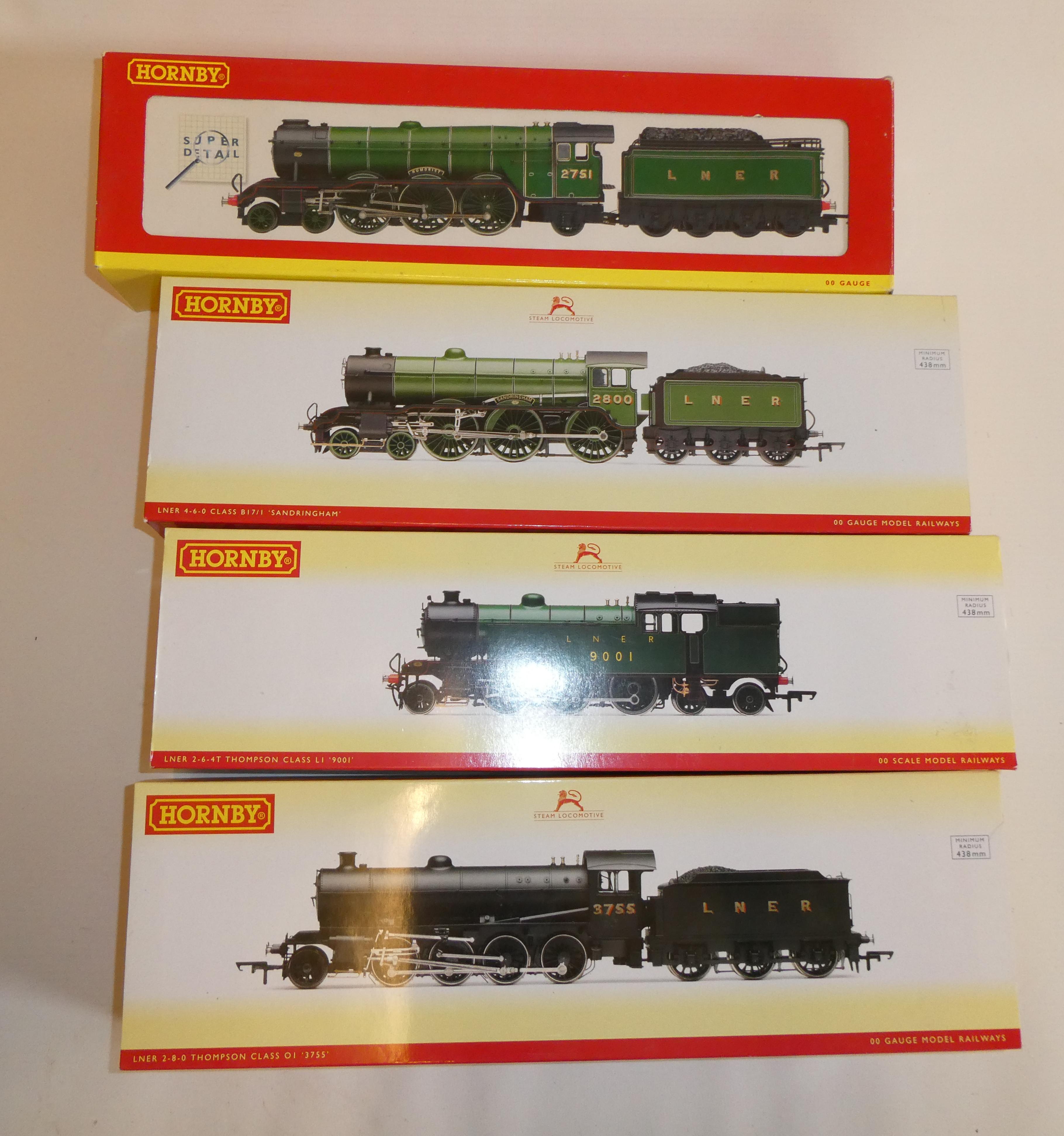 Four l.n.e.r. locomotives comprising hornby a3 humorist, b17 ...