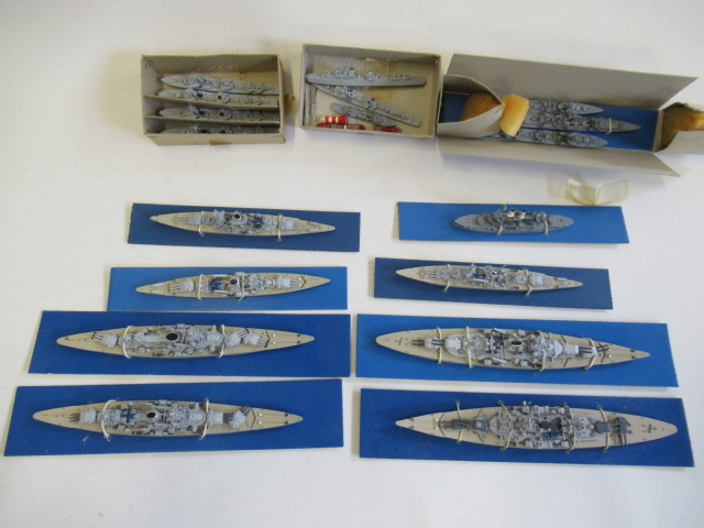 Sixteen waterline ships 1:1200 scale poss hansa west german models ...