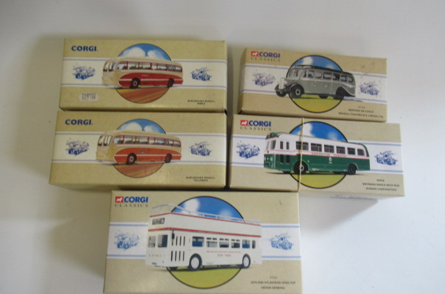 Five corgi classic bus models comprising bedford ob | Hartleys ...