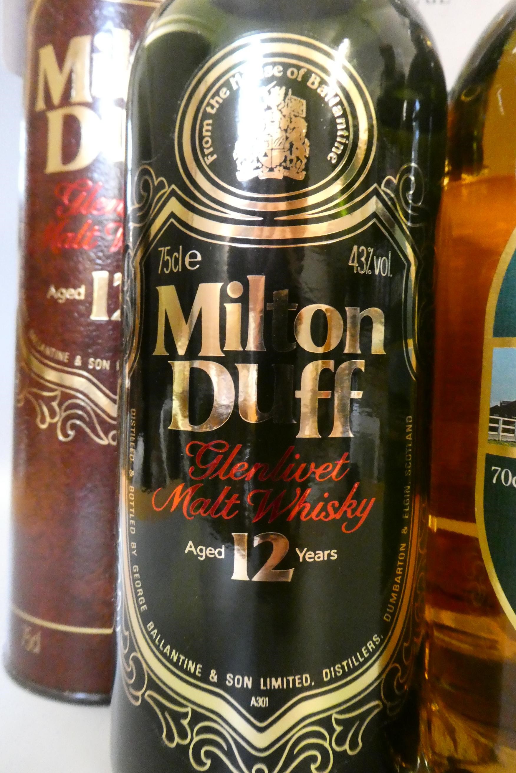 Two bottles milton duff glenlivet malt whisky | Hartleys Auctioneers ...