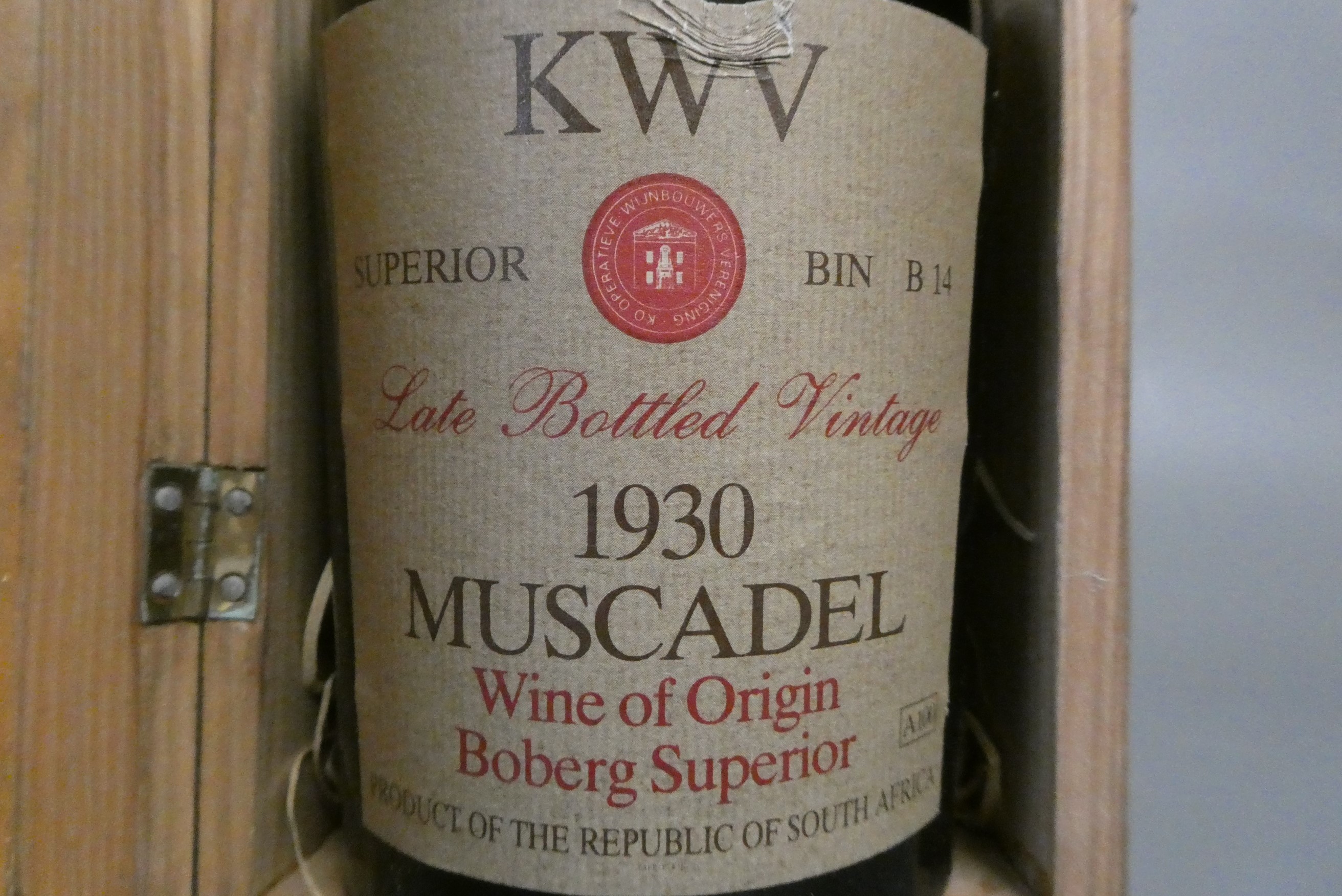 1 bottle kwv 1930 muscadel, lbv, bin b14, boxed (est. plus 24% premium ...