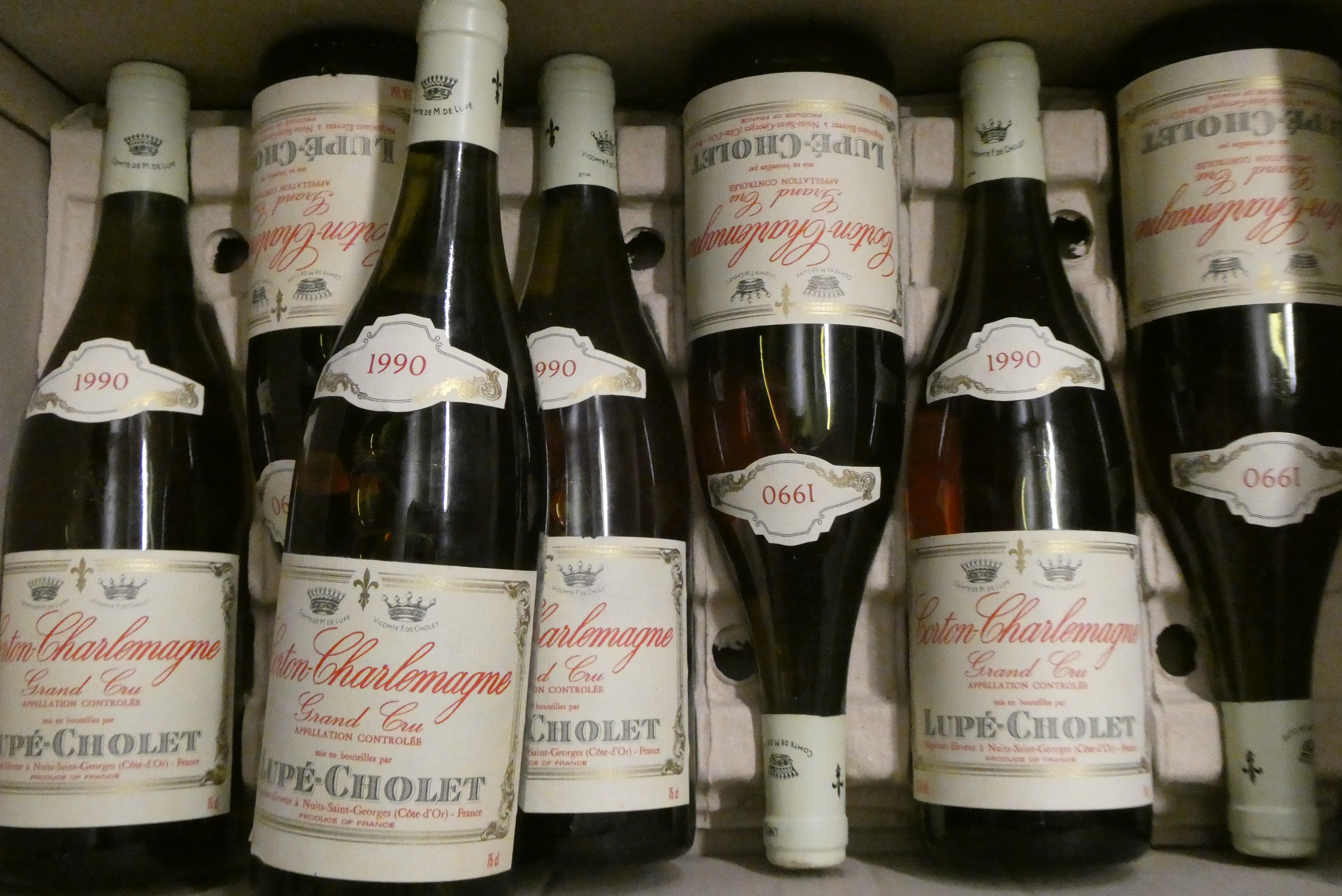 7 bottles corton-charlemagne, 1990, lupe-cholet, grand cru (est. plus ...