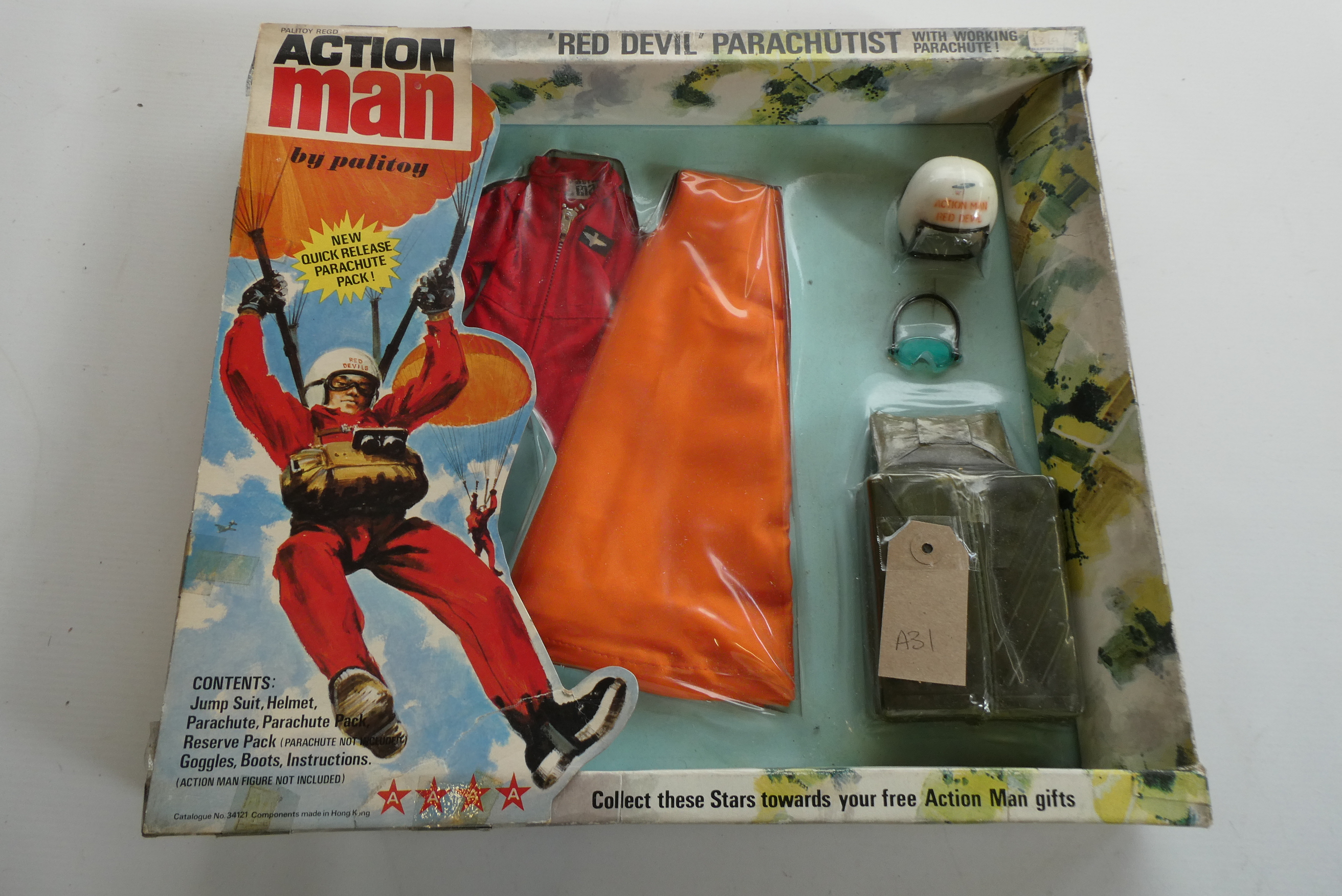 Action man red devil parachutist in unopened display packaging, packet ...