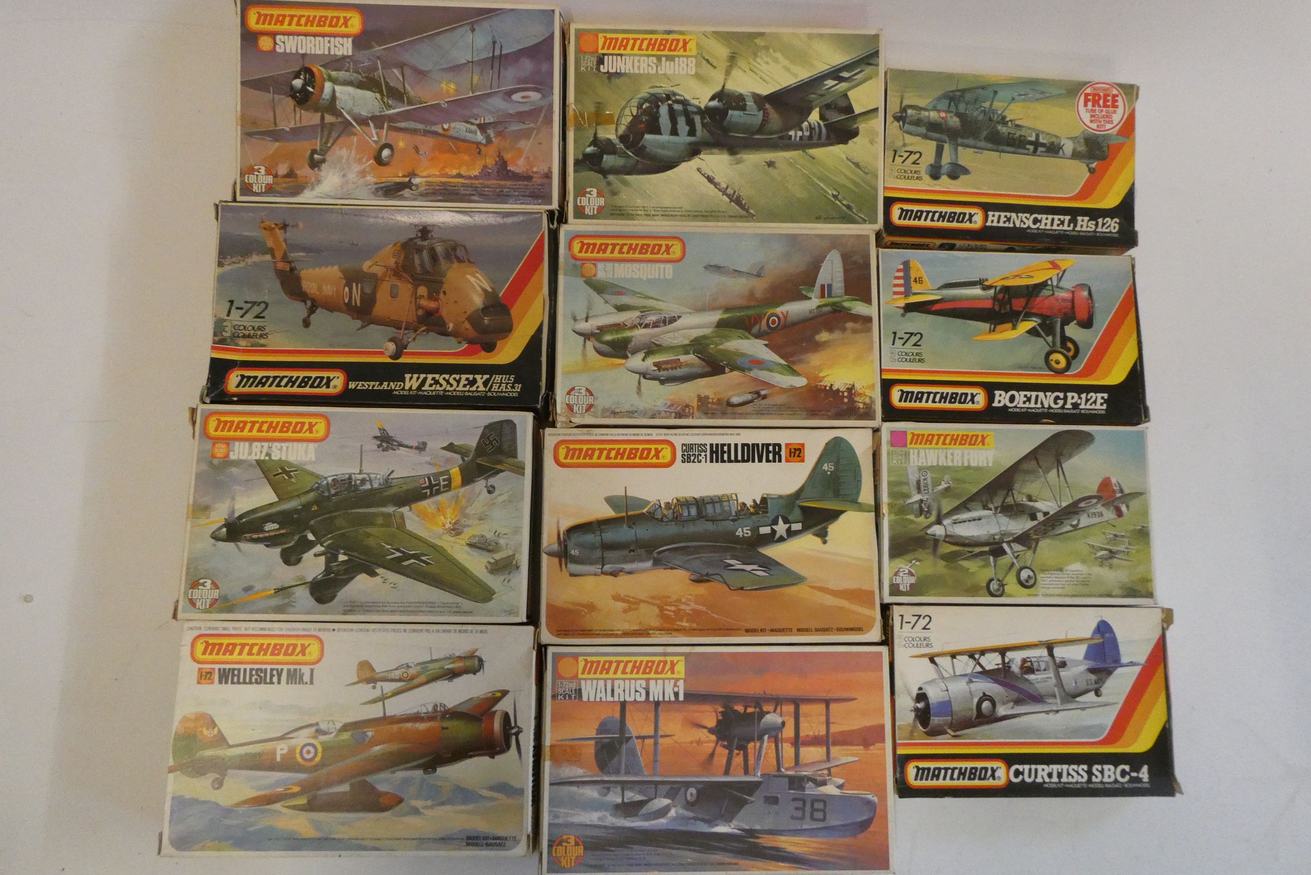 Eighteen 1/72nd scale model aircraft kits by matchbox including ...