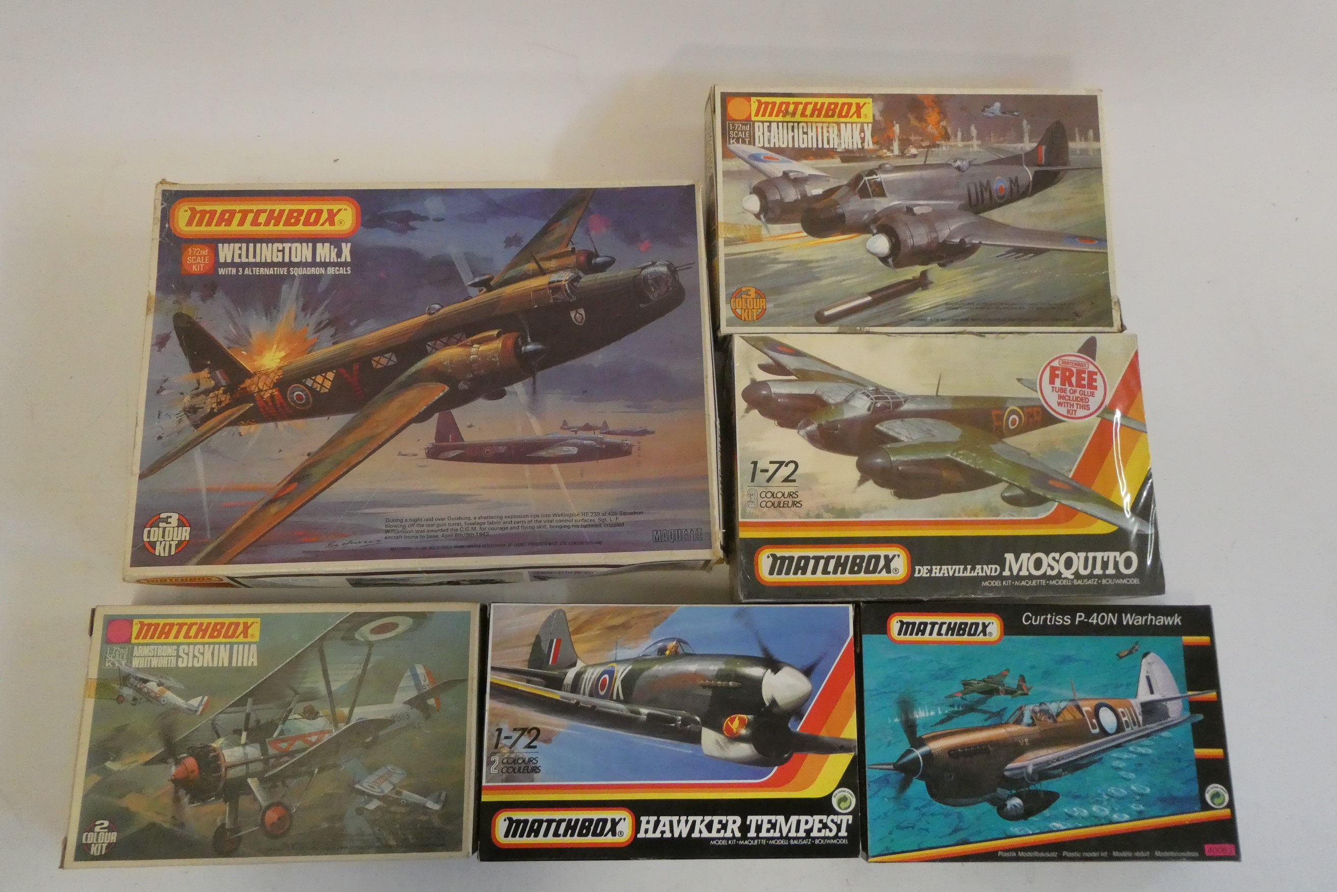 Eighteen 1/72nd scale model aircraft kits by matchbox including ...