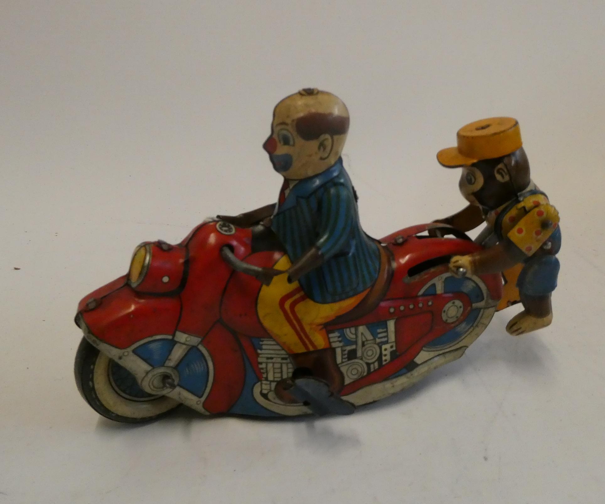 Kanto toys clockwork motorcycle clown and chimpanzee, motor tested in ...
