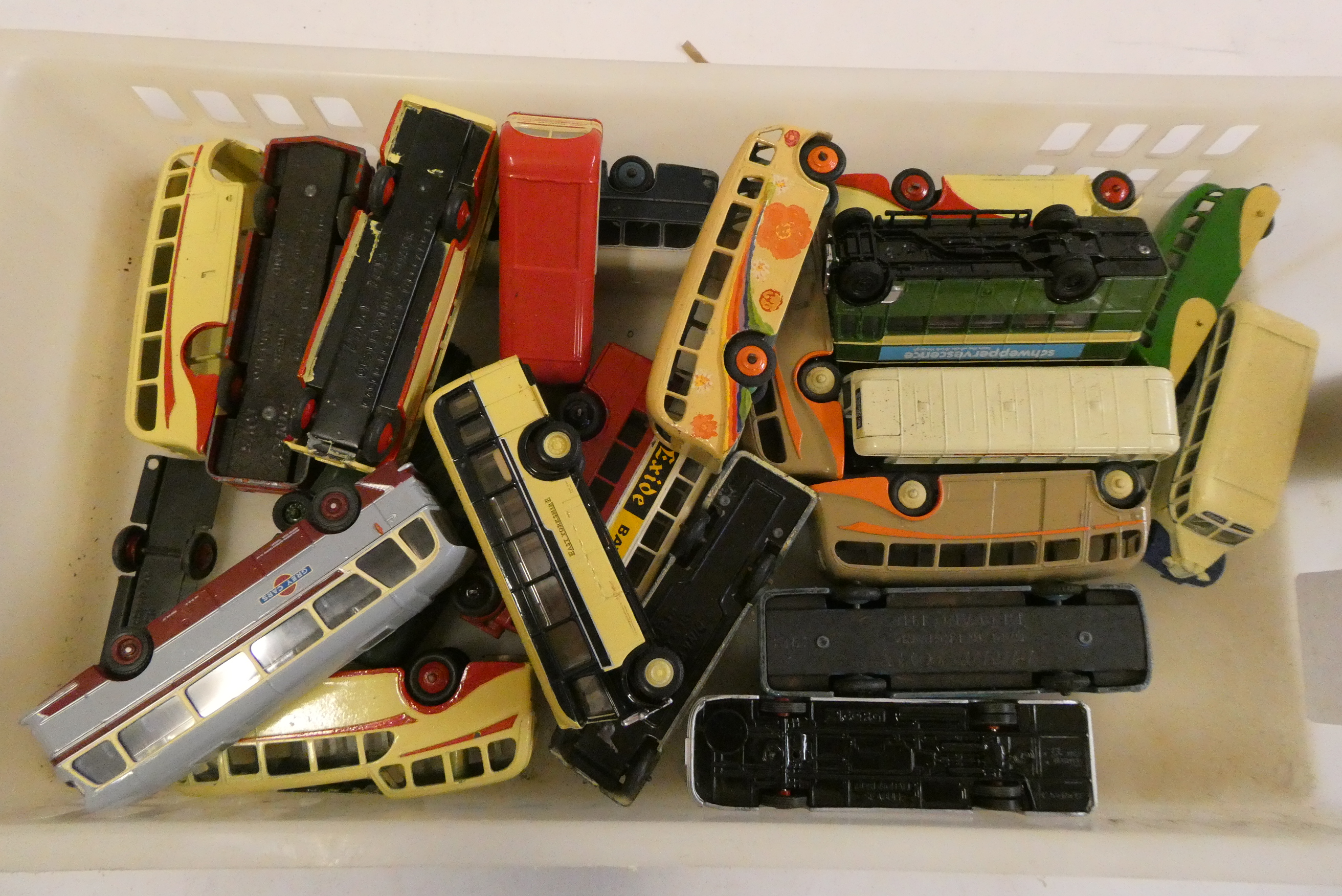 Unboxed dinky bus and coach models, some items repainted, fair to poor ...
