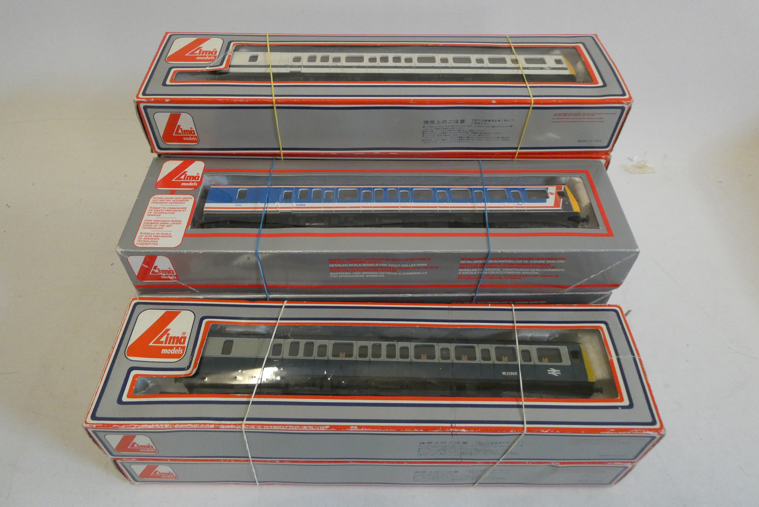 Lima models dmu sets comprising br blue two car set, br grey three car ...