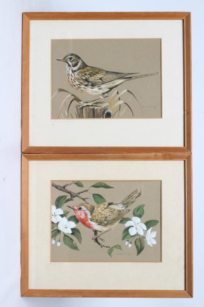 John crank (1923-2003) 'robin' and 'songthrush', a pair, both signed ...