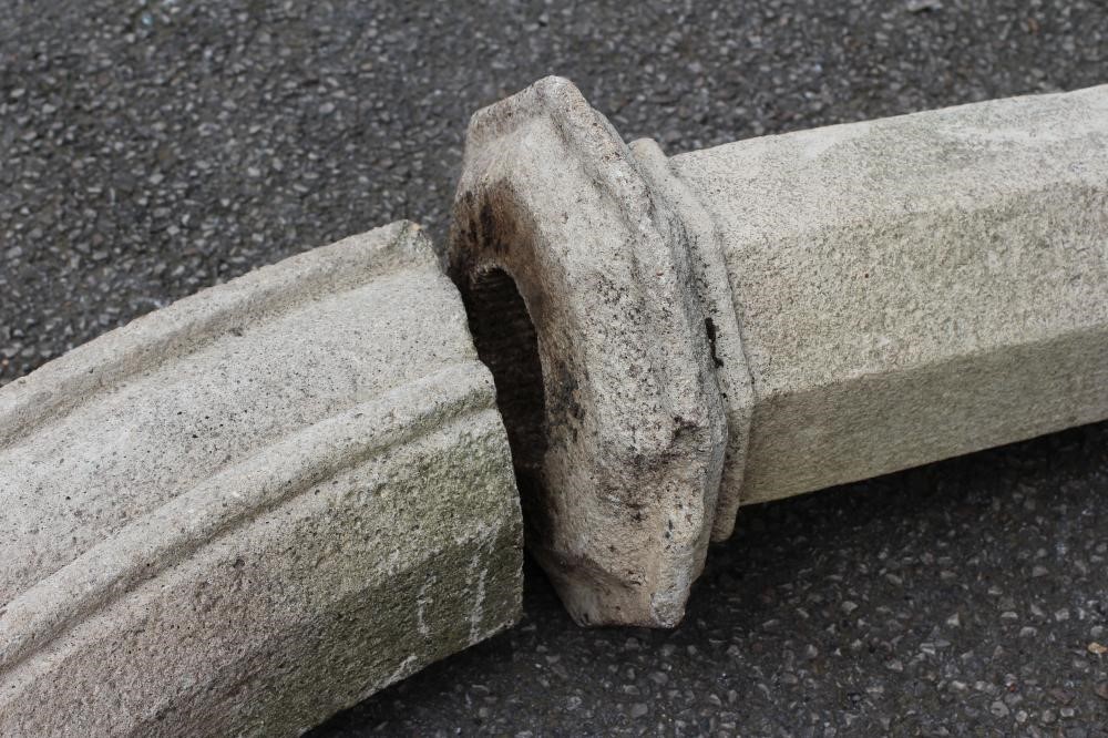 A cast stone gothic arch, the octagonal supports on ogee moulded base ...