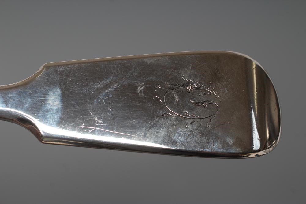 A victorian silver soup ladle, maker's mark ga, london 1858, in fiddle ...