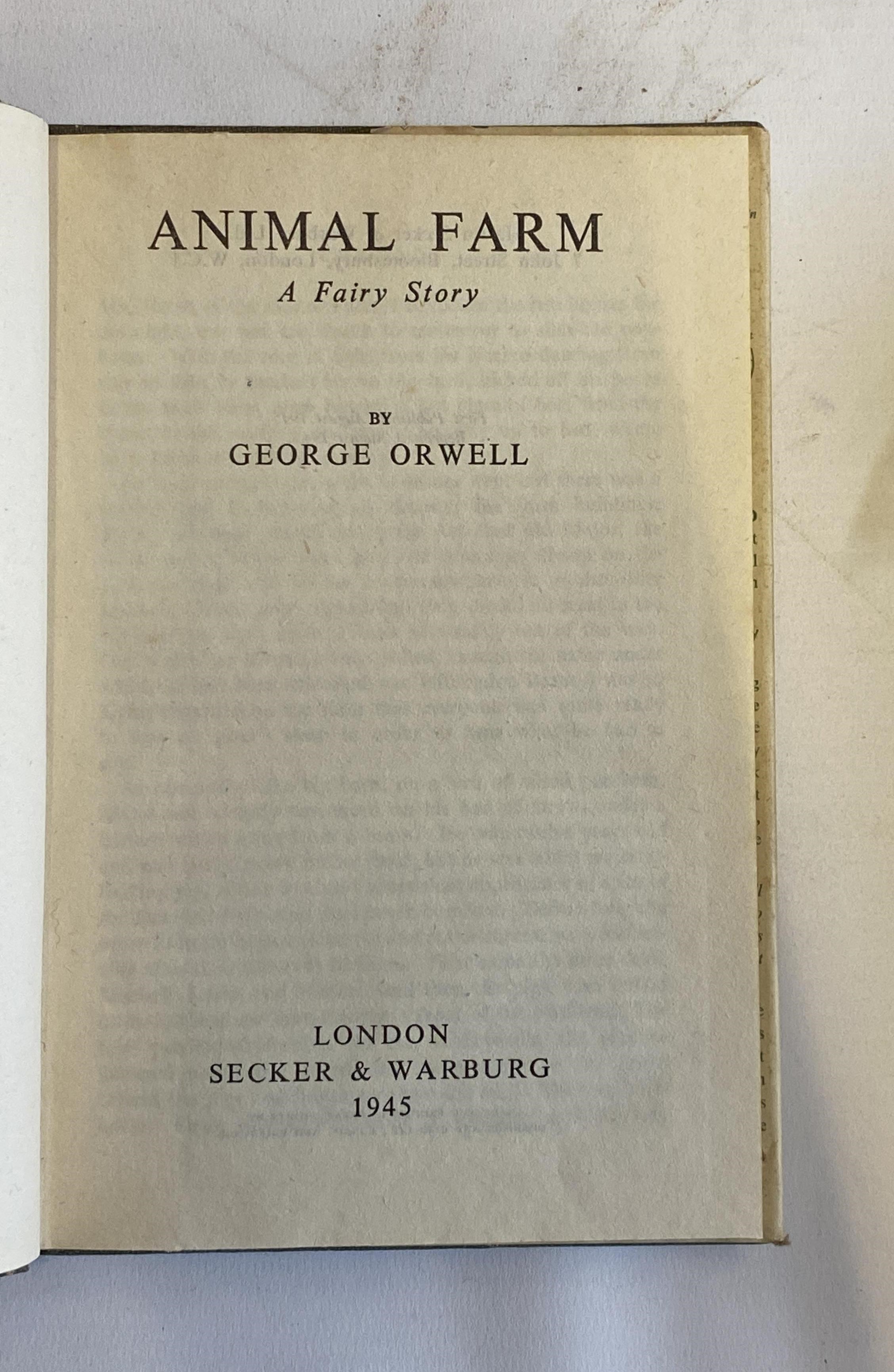 George orwell, animal farm, august 1945 2nd impression, secker and ...