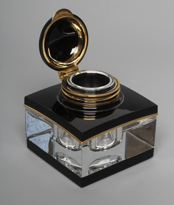 A montblanc meisterstuck square glass inkwell | Hartleys Auctioneers ...