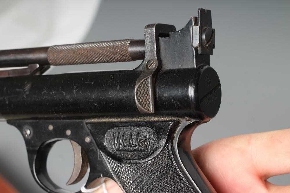 A webley & scott premier .22 air pistol with 6 3/8" barrel, front sight ...