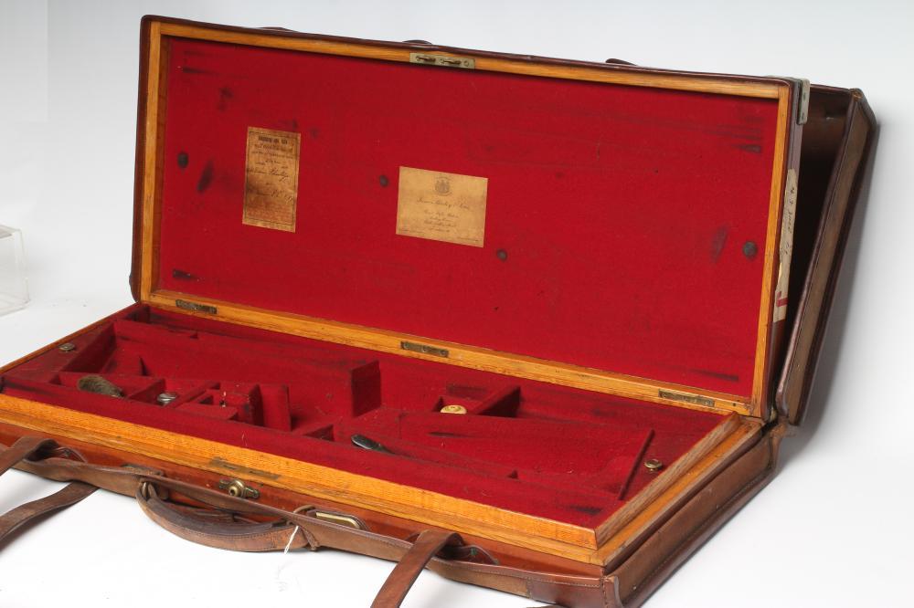 A james purdey & sons double shotgun case of oak and leather ...