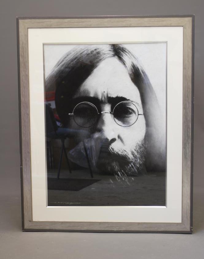 E anthony orme (b.1945) portrait of john lennon, pastel en grisaille, signed, 42 1/2" x 31 1/2 ...