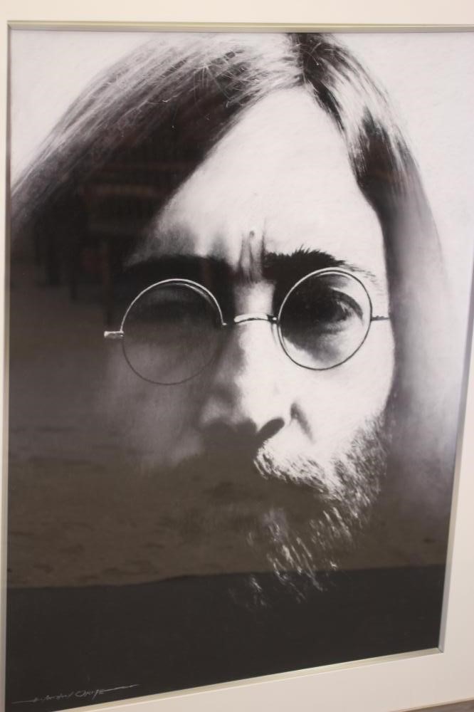 E anthony orme (b.1945) portrait of john lennon, pastel en grisaille, signed, 42 1/2" x 31 1/2 ...