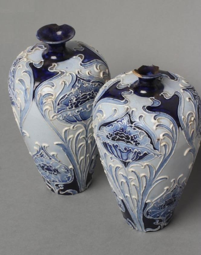 A pair of macintyre moorcroft florian ware poppy pattern pottery vases ...