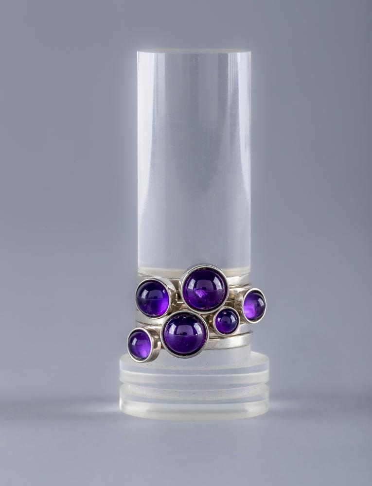 A wendy ramshaw silver and amethyst stacking ring | Hartleys ...