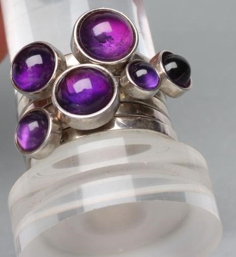 A wendy ramshaw silver and amethyst stacking ring | Hartleys ...
