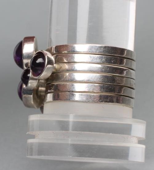 A wendy ramshaw silver and amethyst stacking ring | Hartleys ...
