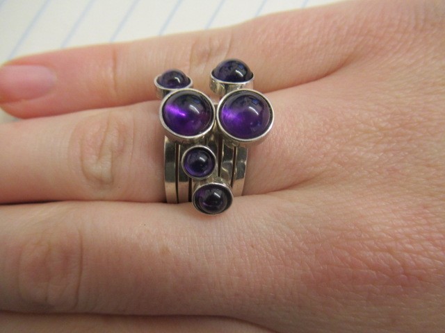 A wendy ramshaw silver and amethyst stacking ring | Hartleys ...