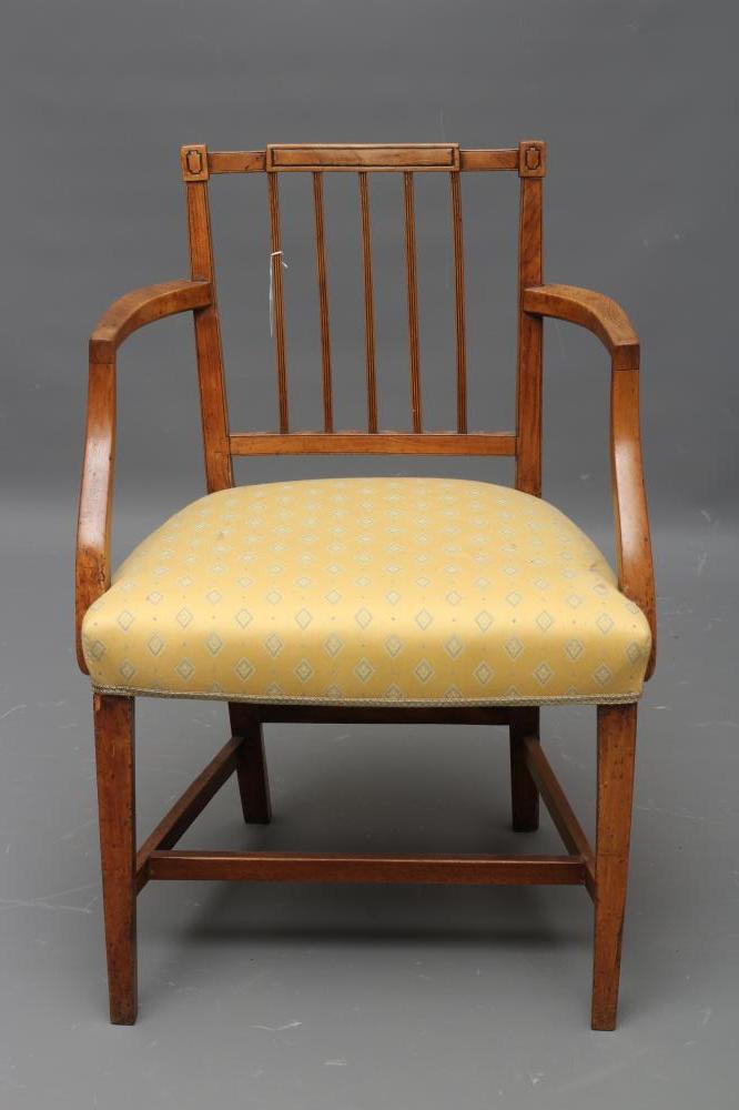 A late georgian elm elbow chair in the sheraton style | Hartleys ...