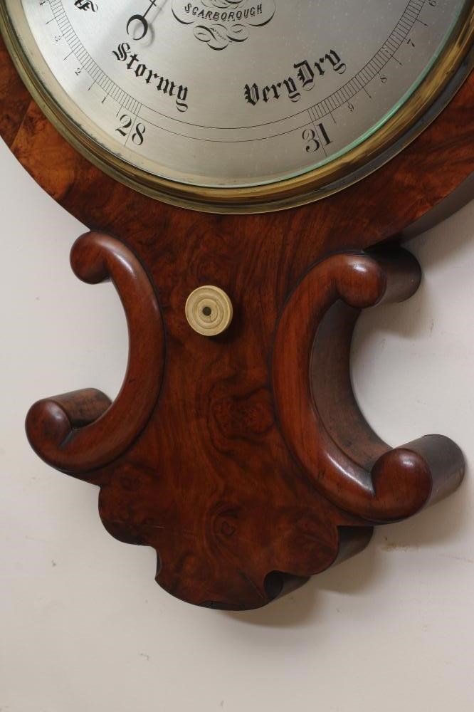 A victorian walnut wheel barometer | Hartleys Auctioneers & Valuers