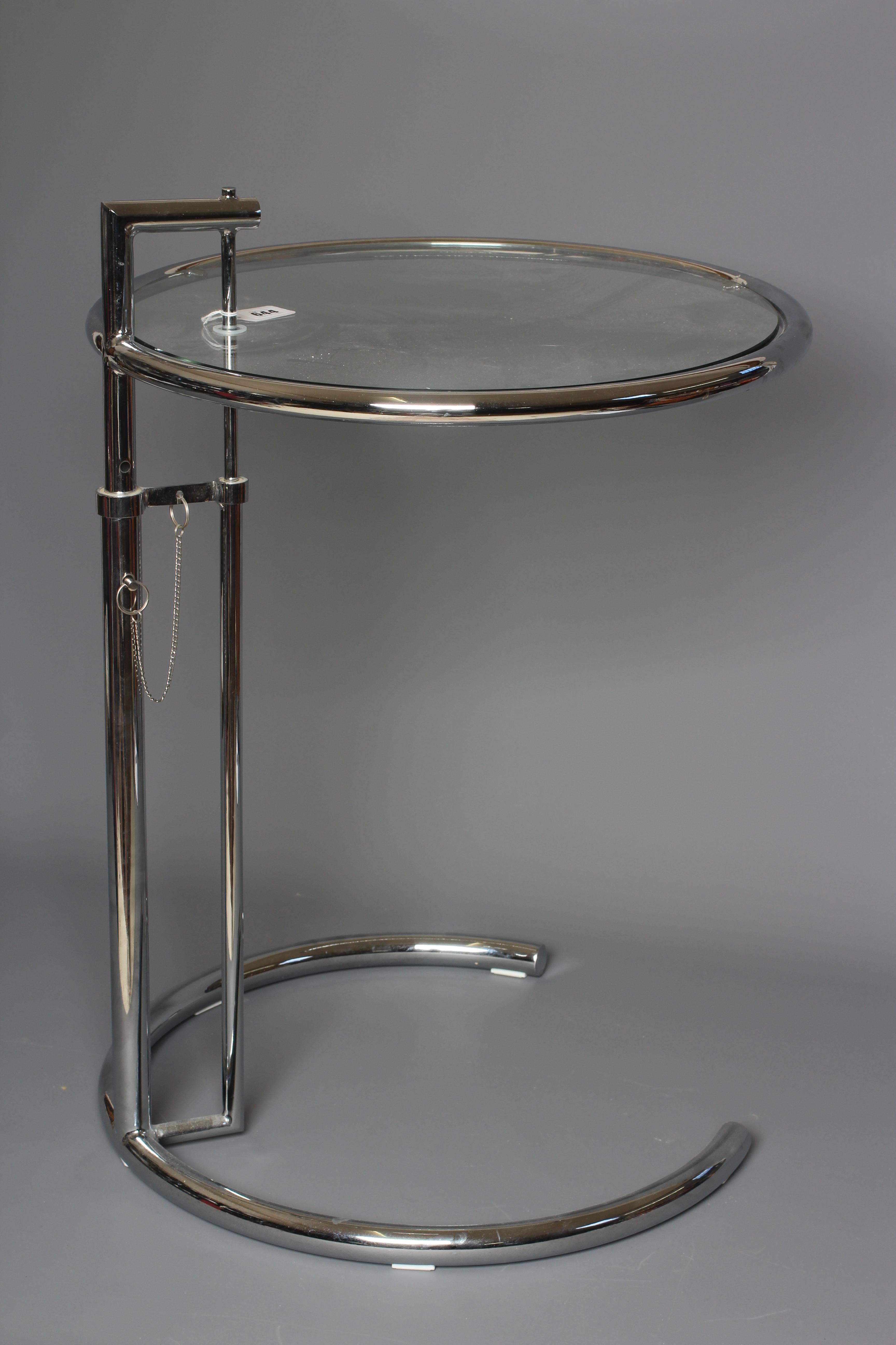 After eileen gray - an adjustable e1027 side table, modern, the chromed ...