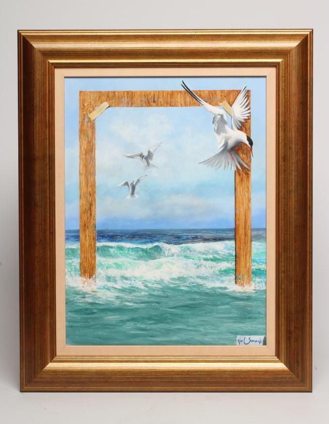 Neil simone (born 1947) taking terns, signed lower right, oil on board ...