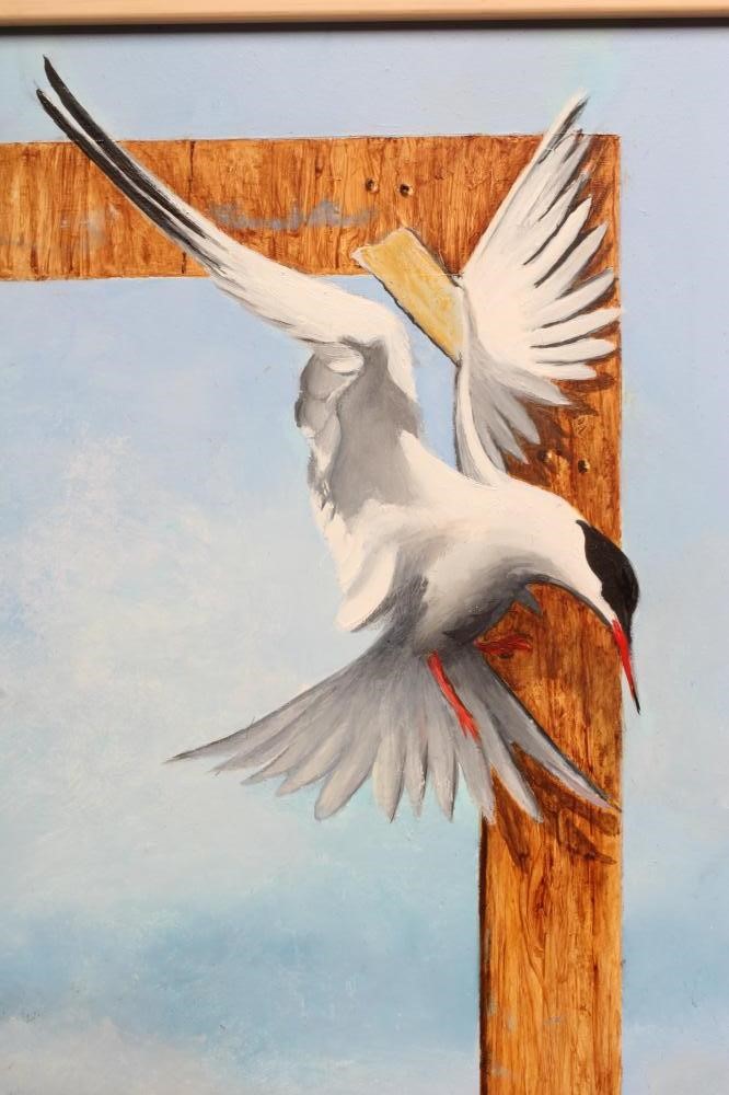 Neil simone (born 1947) taking terns, signed lower right, oil on board ...