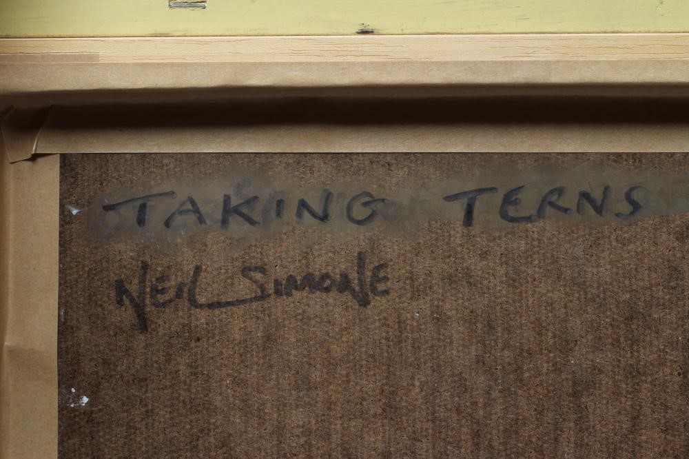 Neil simone (born 1947) taking terns, signed lower right, oil on board ...