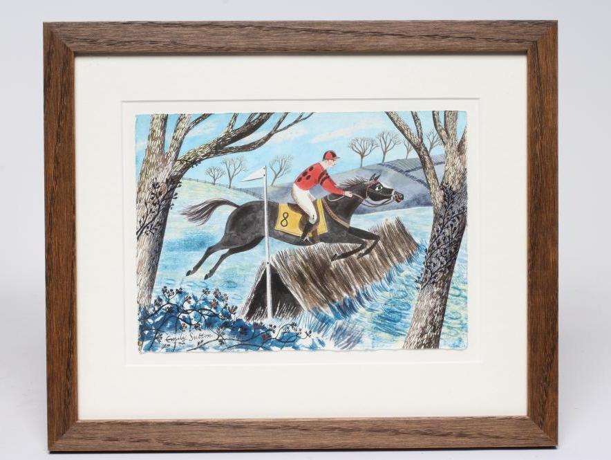 Emily sutton (born 1983) point to point, signed lower left, watercolour ...