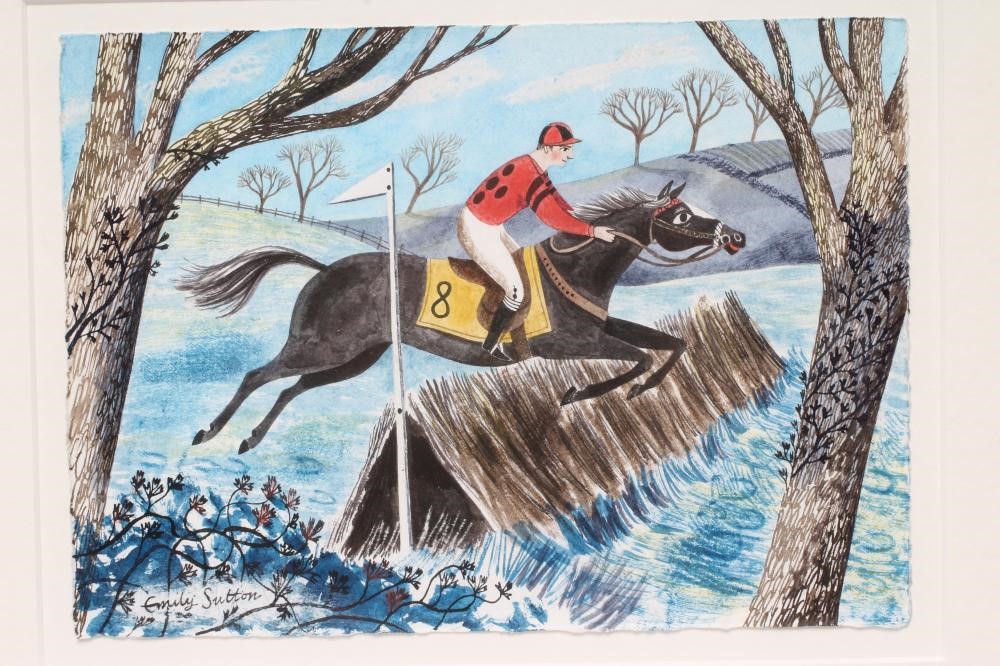 Emily sutton (born 1983) point to point, signed lower left, watercolour ...