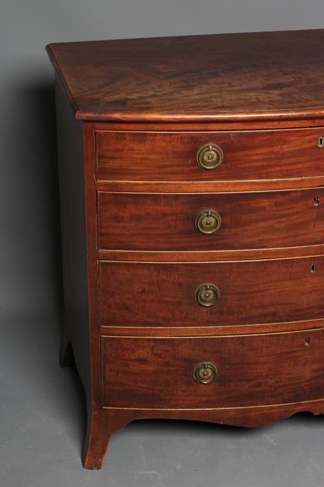 A georgian mahogany bowed chest, late 18th century, the moulded edged ...