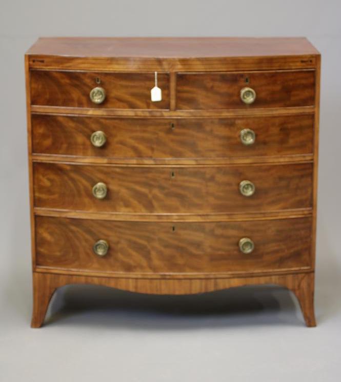 A regency mahogany bowed chest | Hartleys Auctioneers & Valuers