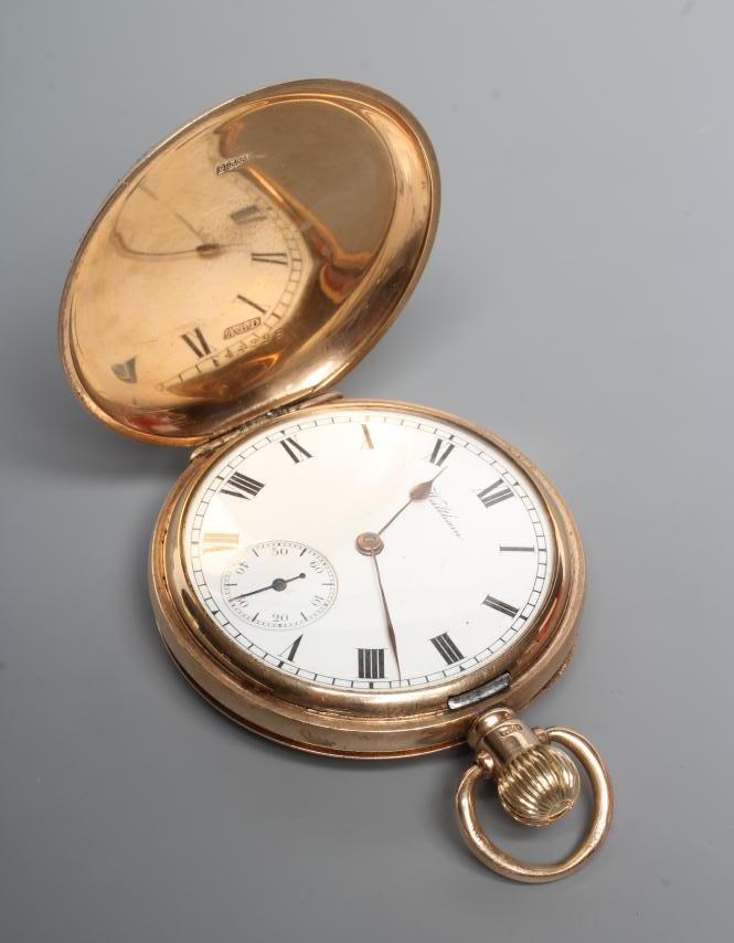 A 9ct gold top wind waltham hunter pocket watch | Hartleys Auctioneers ...