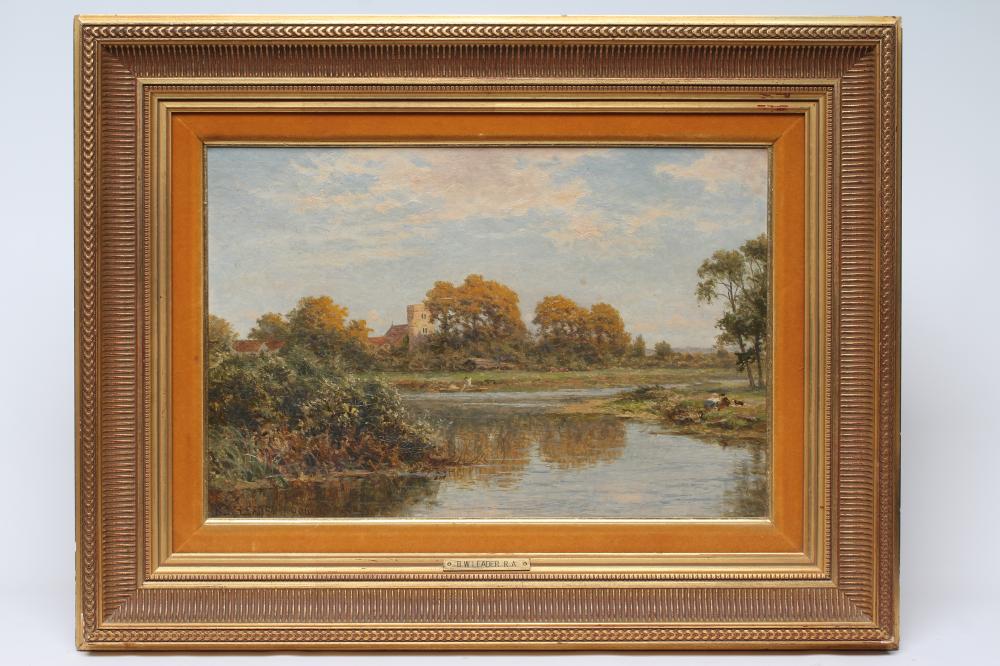 Benjamin williams leader (1831-1923) an autumn evening, goring on ...