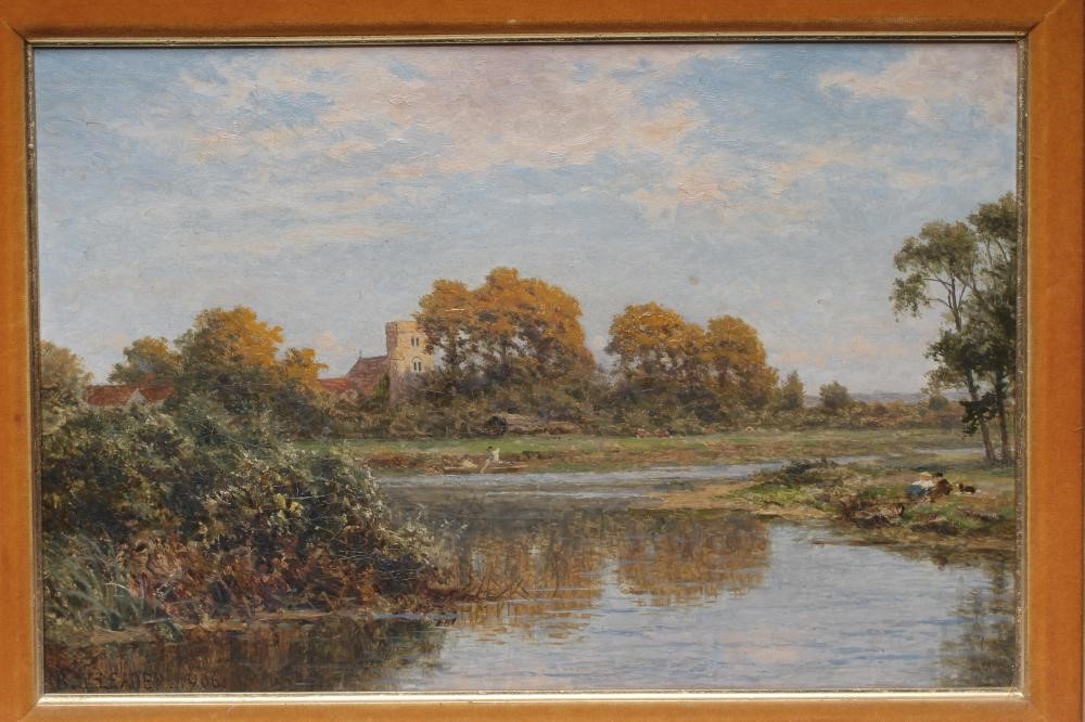 Benjamin williams leader (1831-1923) an autumn evening, goring on ...