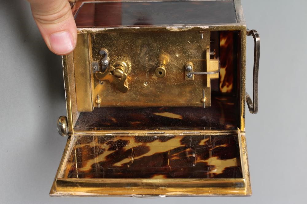 A silver mounted tortoiseshell carriage clock | Hartleys Auctioneers ...