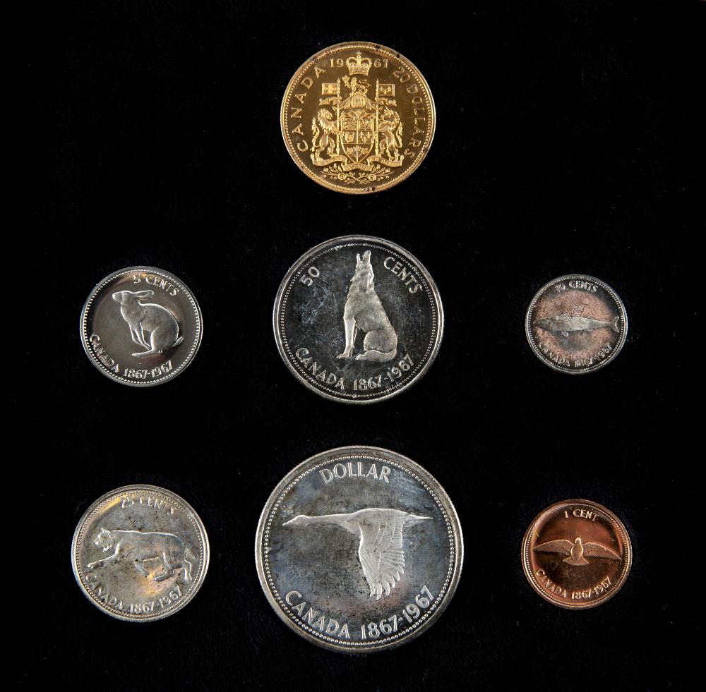 A canadian (ottawa) seven coin confederation centennial commemorative ...