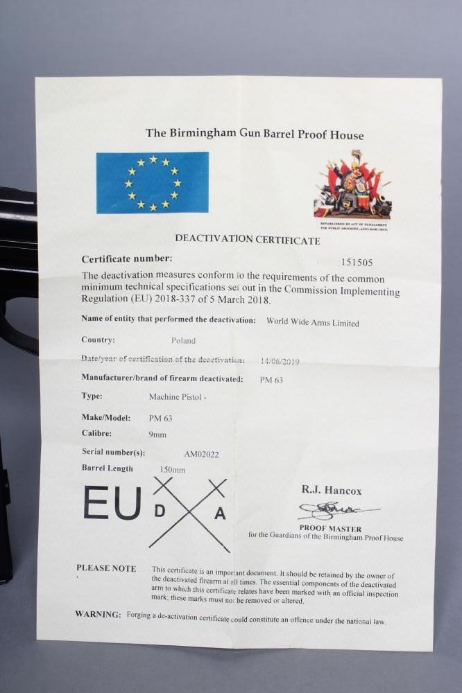 A deactivated polish pm63 rak submachine gun pistol | Hartleys ...