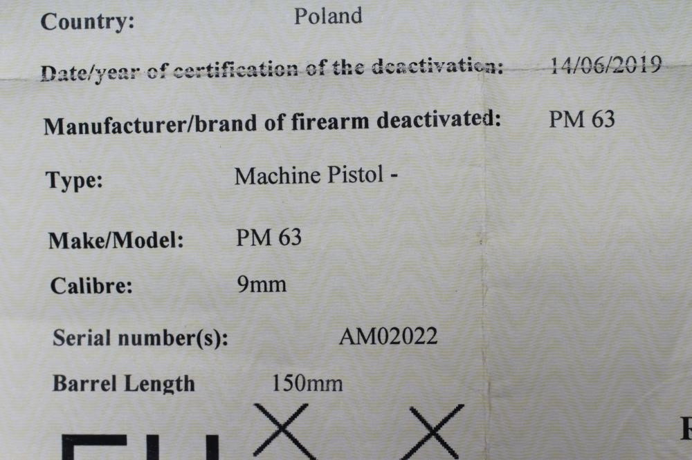 A deactivated polish pm63 rak submachine gun pistol | Hartleys ...