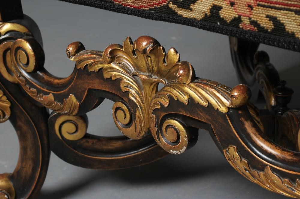 A carolean style ebonised beech and parcel gilt armchair | Hartleys ...