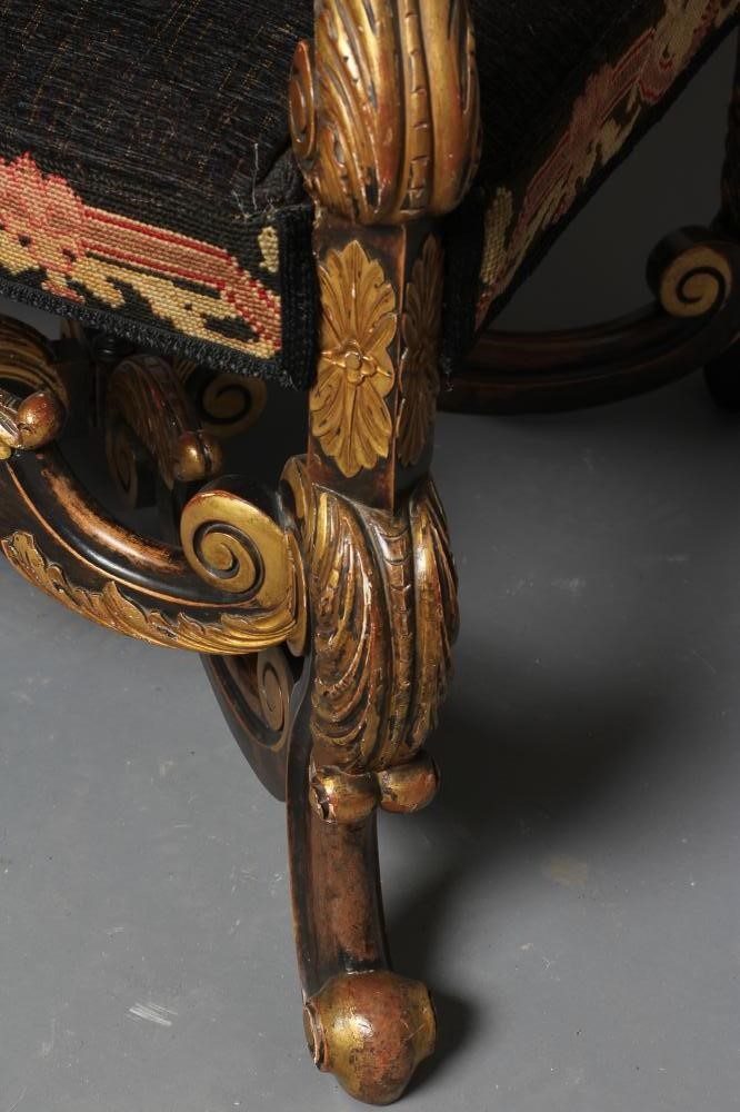 A carolean style ebonised beech and parcel gilt armchair | Hartleys ...