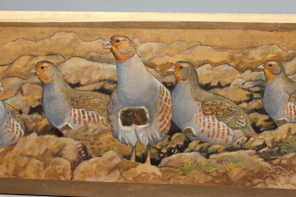 David binns (1935-2020) grey partridges, signed lower right, dated '99 ...